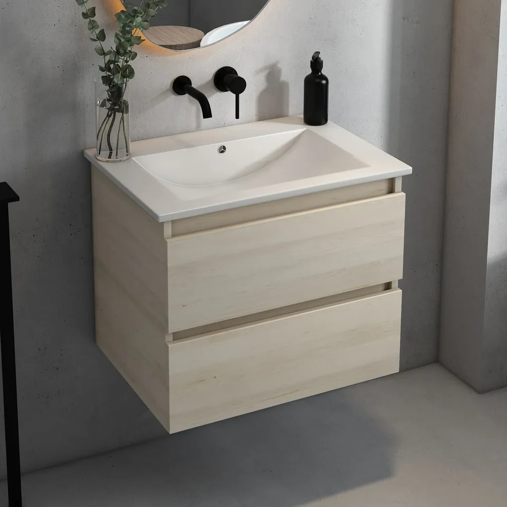 Fontana Rovigo badmeubel 60cm met witte wastafel zonder kraangat beach ...