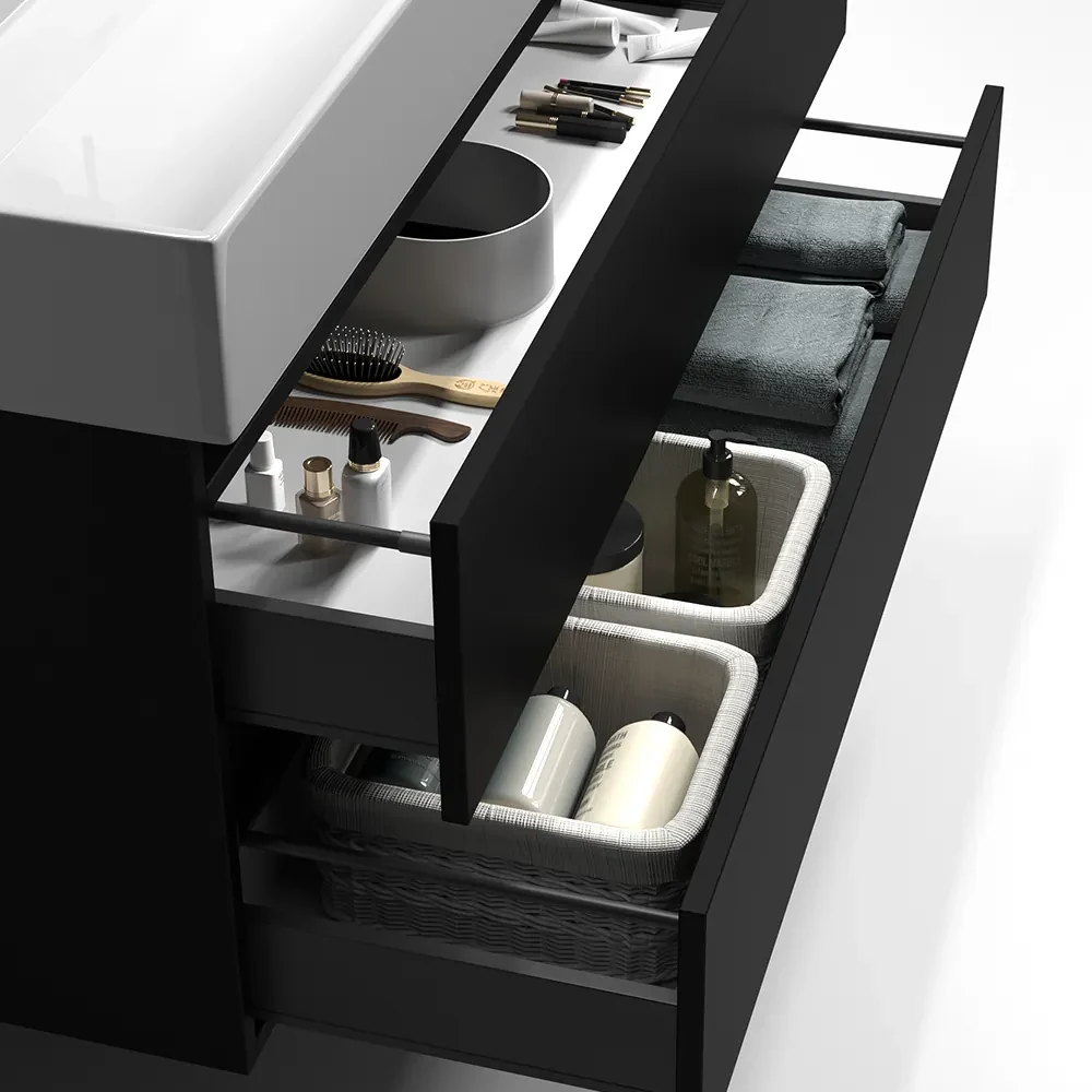 Sanituba Nature badmeubel 120cm mat zwart met wastafel Artificial ...