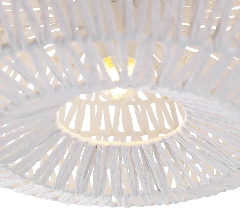 Retro plafonnière wit touw rond - Lina Retro E27 Draadlamp Bohemian ...