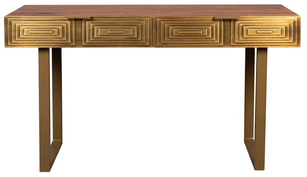 Mangohouten Sidetable Met Goud - 140 X 50cm. | BIANO