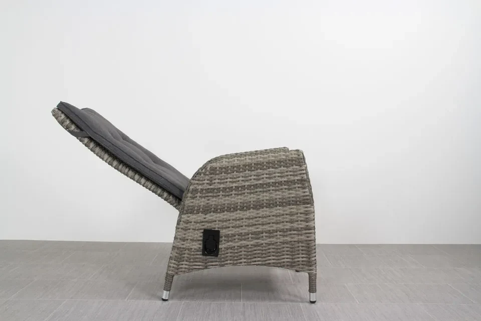 Verstelbare wicker tuinstoel Manhattan - dubble LIGHT grey | BIANO