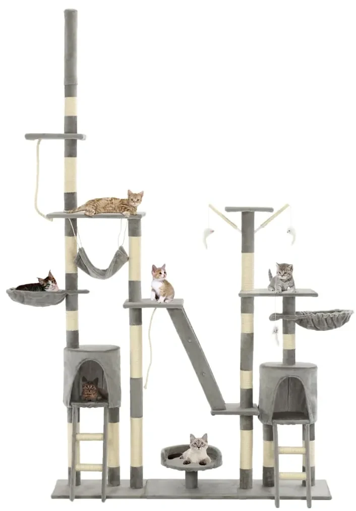 vidaXL Kattenkrabpaal met sisal krabpalen 230-250 cm grijs | BIANO