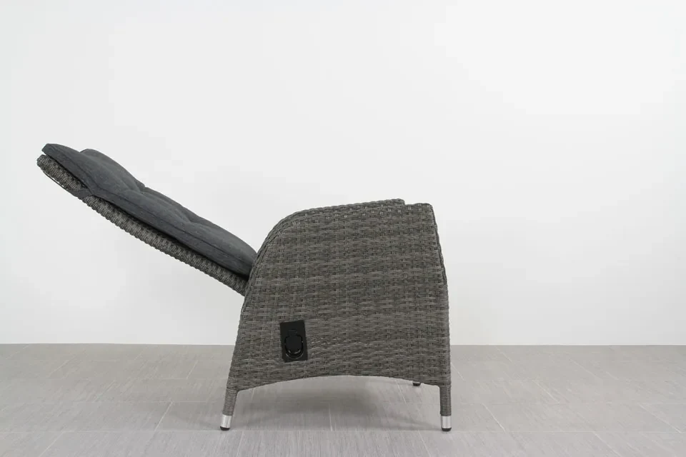 Verstelbare wicker tuinstoel Manhattan - dubble grey | BIANO