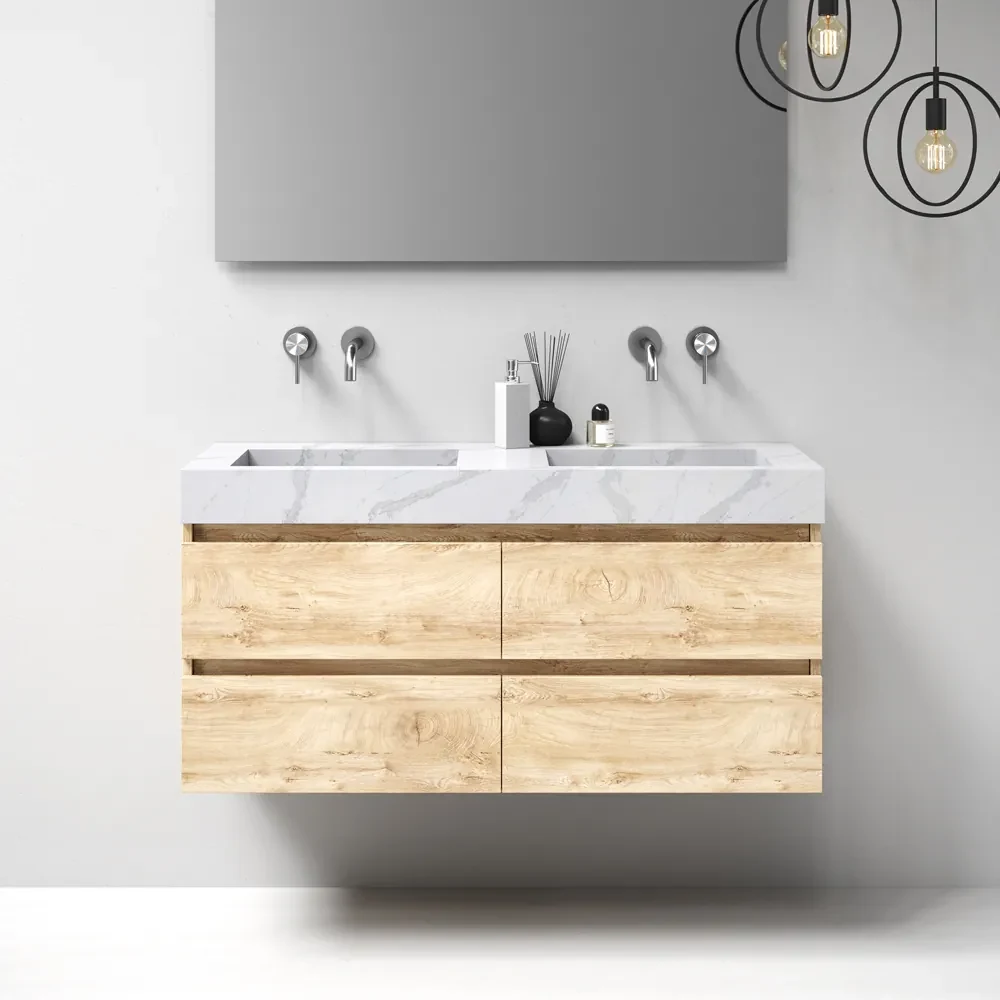 Sanituba Nature badmeubel 120cm sahara met wastafel Artificial Marble ...