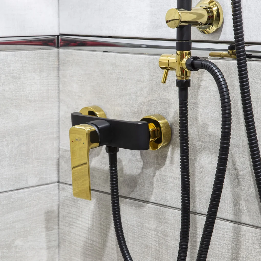 Loqé Maroko douchekraan mat zwart en goud | BIANO