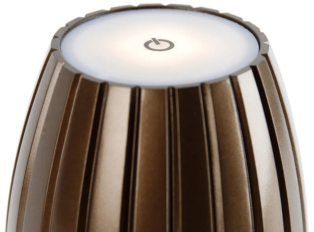 LED Tafellamp brons 3-staps dimbaar in kelvin oplaadbaar - Dolce Modern ...