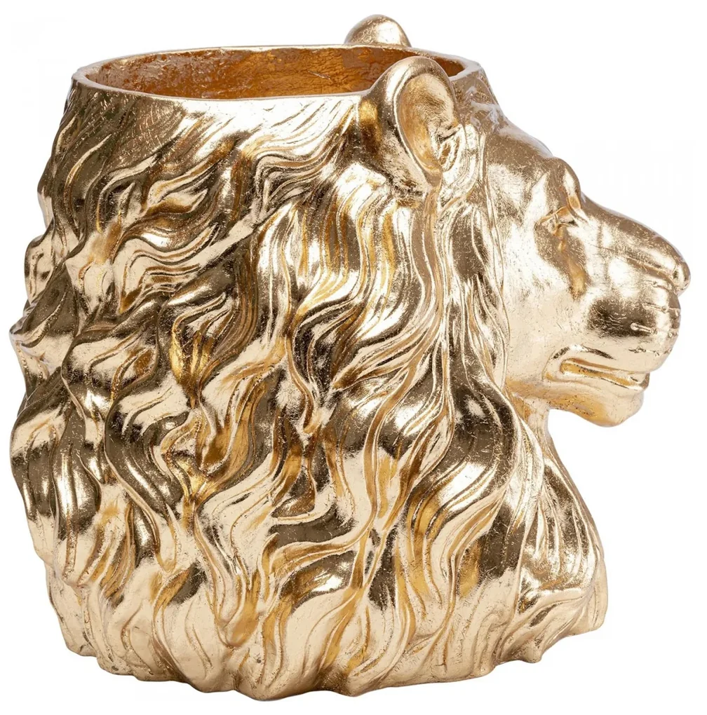 Kare Design Lion Gold Leeuwenkop Plantenbak Goud | BIANO