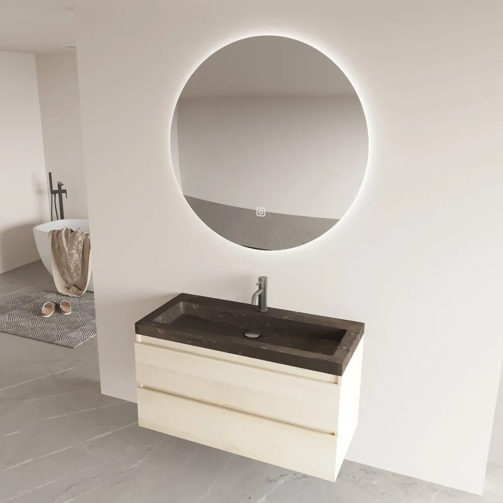 Fontana - Freestone - - Badkamermeubel met spiegel - 1 Wasbak(ken ...