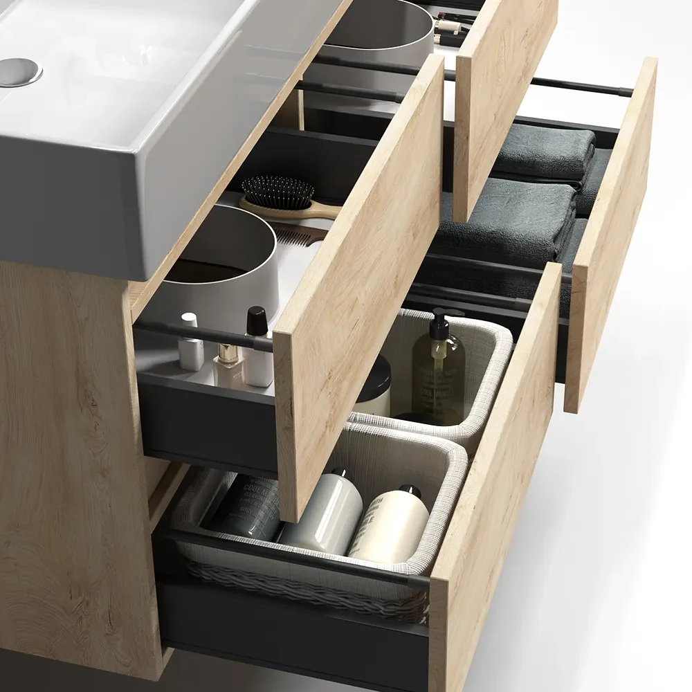 Sanituba Nature badmeubel 120cm sahara met wastafel Artificial Marble ...