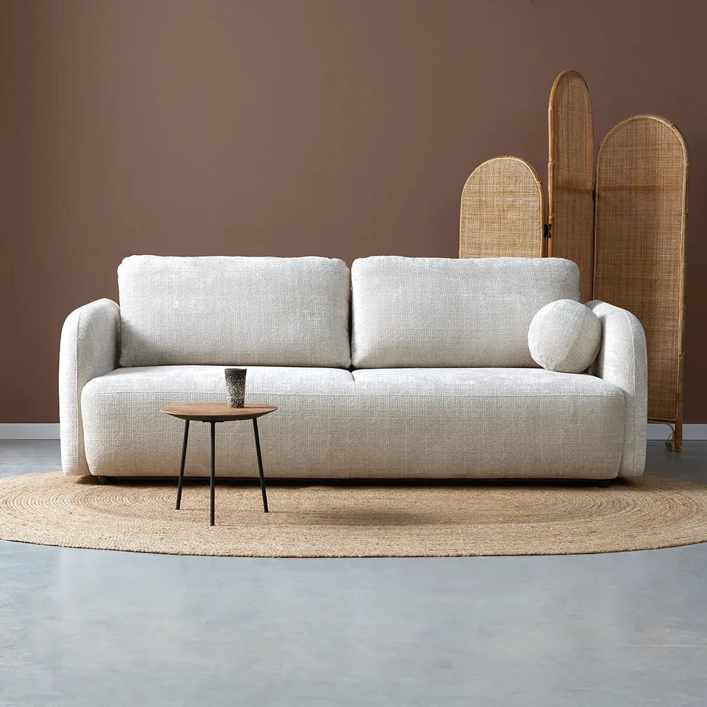 Slaapbank Creme 2 Persoons Met Opbergruimte | BIANO