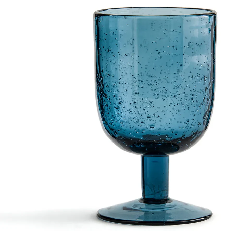 Set van 6 glazen op voet in bubbelglas, Faraji | BIANO