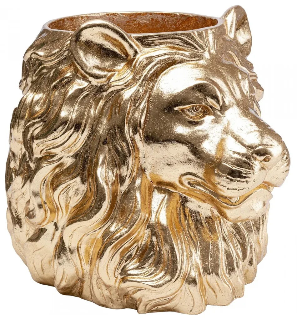Kare Design Lion Gold Leeuwenkop Plantenbak Goud | BIANO
