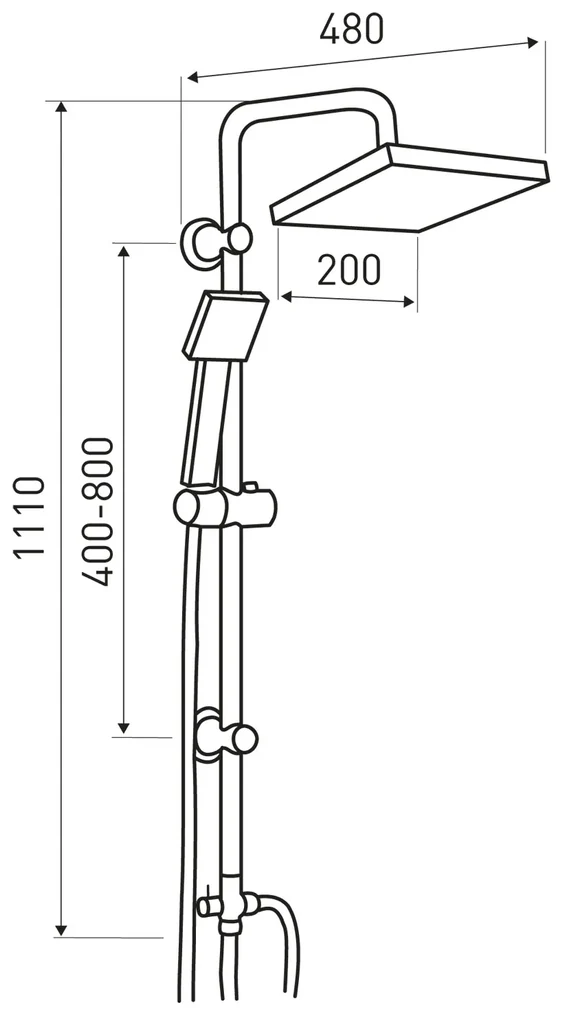 Loqé Denis opbouw regendouche met vierkante douchekop zwart met goud ...