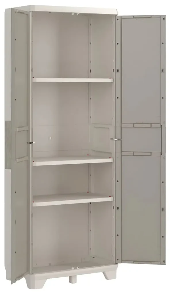 Keter Tuinkast met schappen Wood Grain 182 cm crème en taupe | BIANO