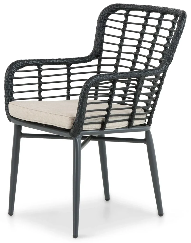 Tuinstoel Aluminium/wicker Zwart De Laan Toledo | BIANO