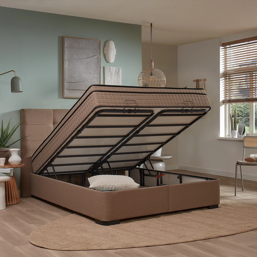 Boxspring Met Opbergruimte 180x200 Beige | BIANO