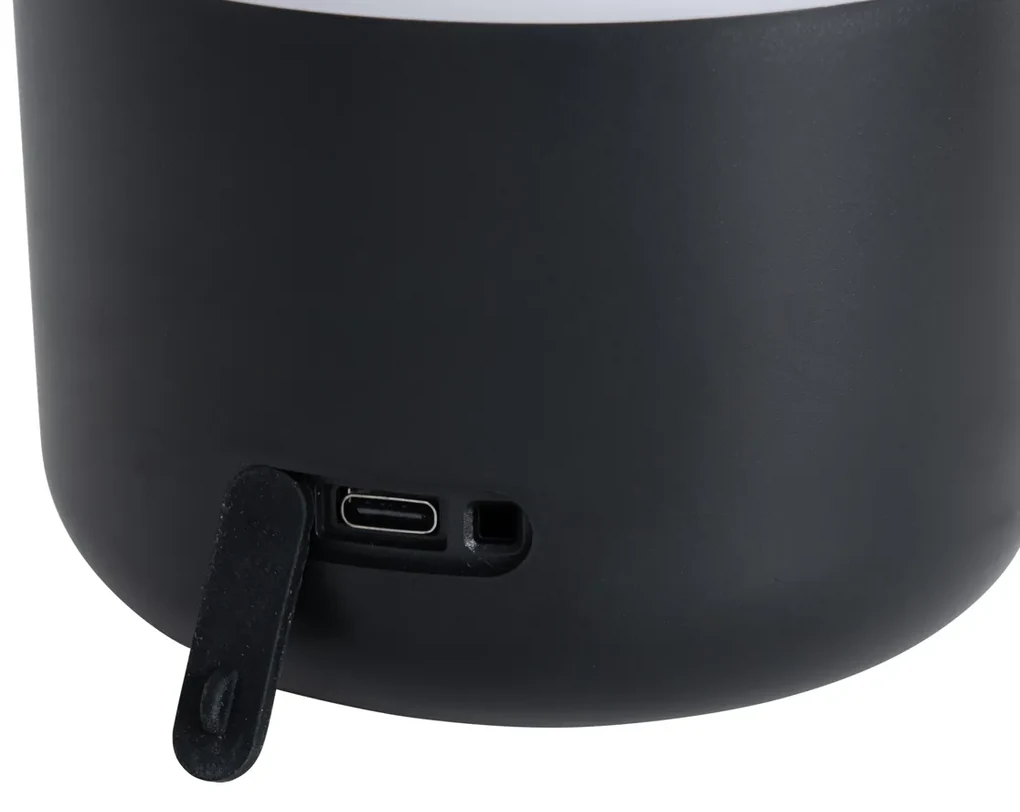 Buiten tafellamp zwart met wit incl. LED oplaadbaar IP44 - Haard | BIANO