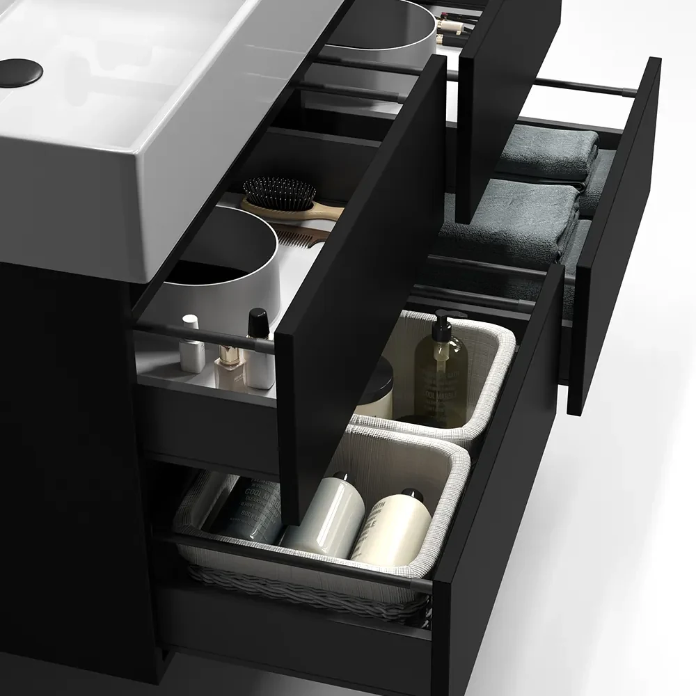 Sanituba Nature badmeubel 120cm mat zwart met wastafel Artificial ...