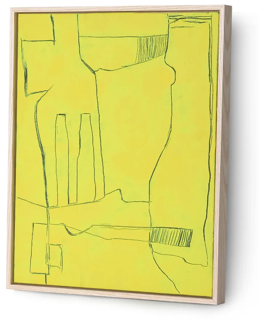 HKliving Framed Brutalism Painting Yellow Schilderij | BIANO