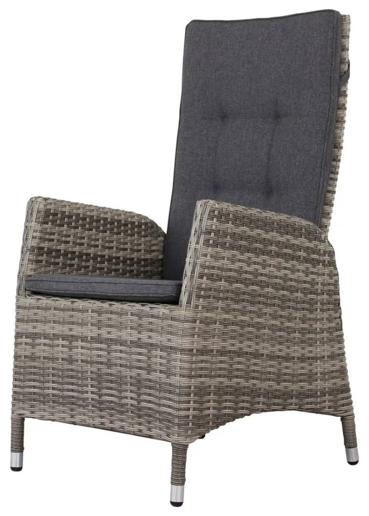 Verstelbare wicker tuinstoel Manhattan - dubble LIGHT grey | BIANO