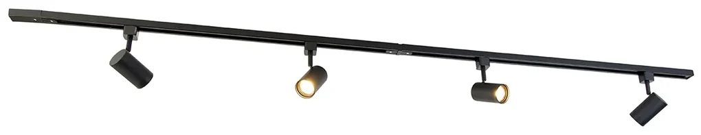 Moderne 1-fase railsysteem met 4 Spot / Opbouwspot / Plafondspots zwart ...