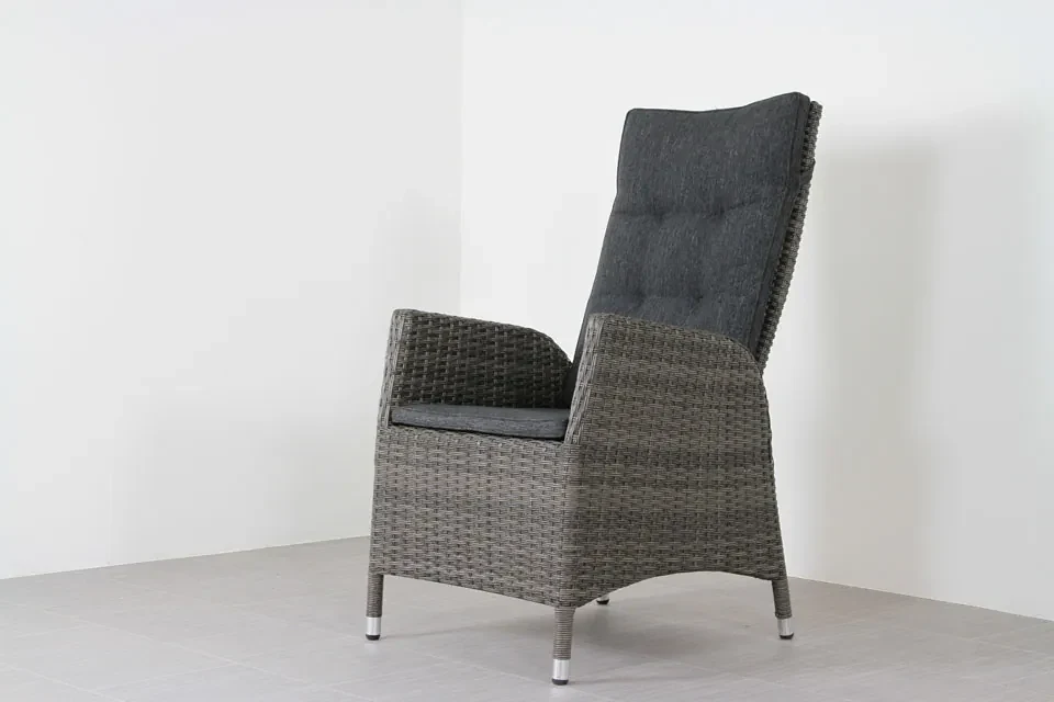 Verstelbare wicker tuinstoel Manhattan - dubble grey | BIANO