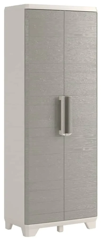 Keter Tuinkast met schappen Wood Grain 182 cm crème en taupe | BIANO