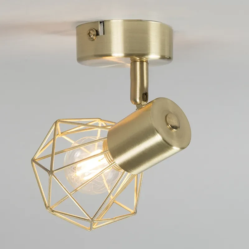 Set van 2 Art Deco Spot / Opbouwspot / Plafondspot messing draai- en ...