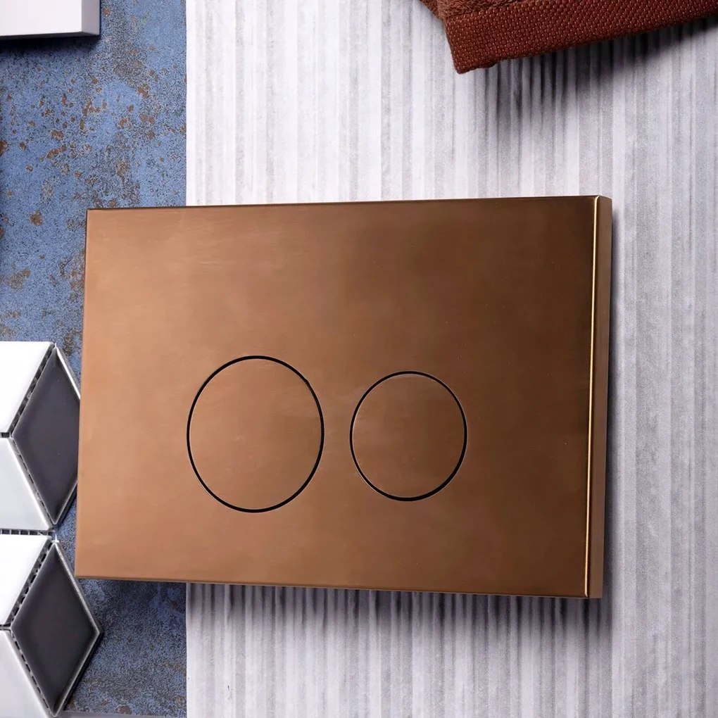 Qeramiq Push metalen drukplaat geborsteld koper met ronde knoppen voor ...