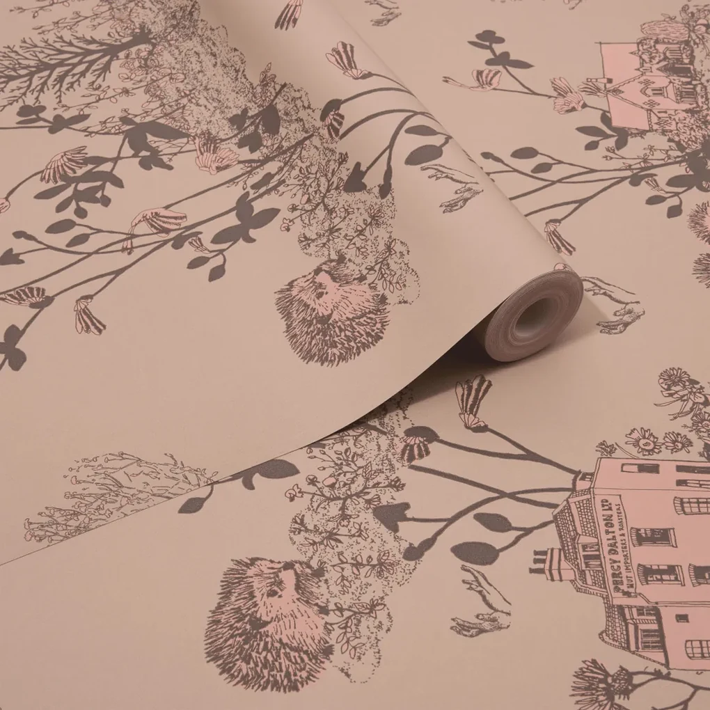 Sian Zeng Woodlands behang, rol van 10 m, bruin en roze | BIANO