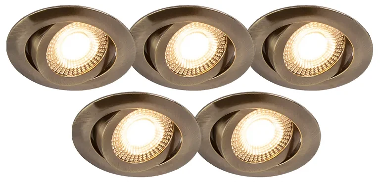 Set van 5 Moderne inbouwspots brons incl. LED 3-staps dimbaar - Mio ...