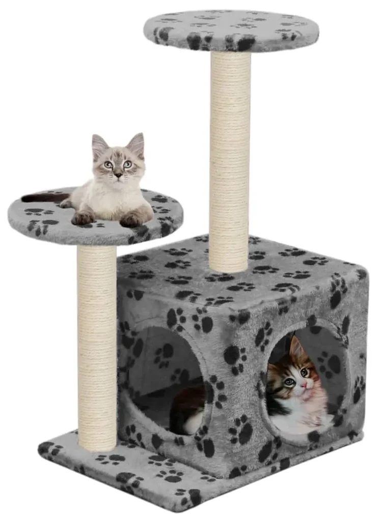 vidaXL Kattenkrabpaal met sisal krabpalen 60 cm pootafdrukken grijs | BIANO