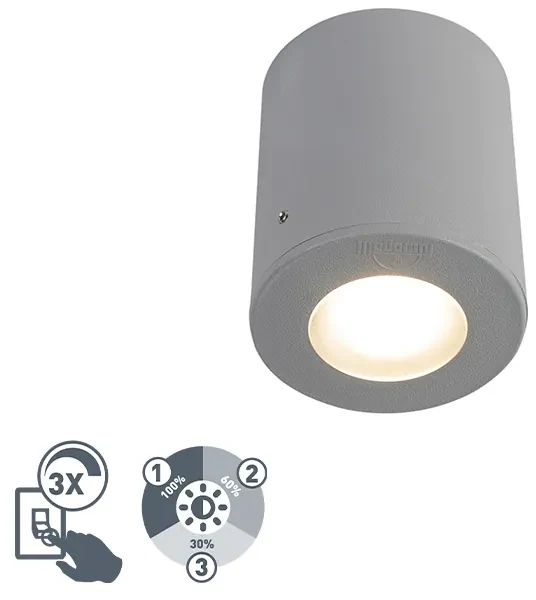 Buitenlamp met dimmer Opbouwspot grijs IP55 incl. GU10 - Franca Modern ...