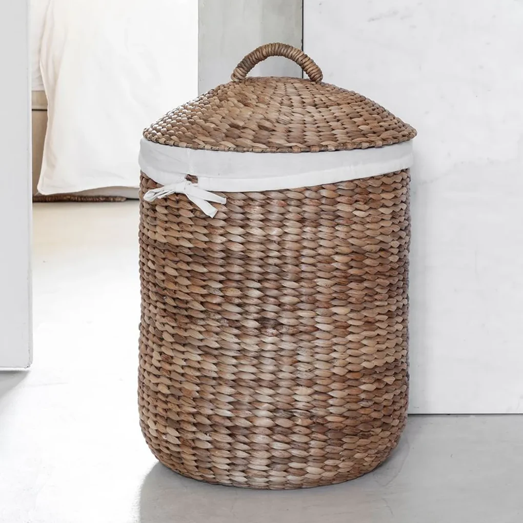 Must Living Tahiti Rieten Wasmand Met Deksel Naturel | BIANO