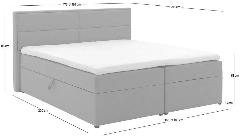 Goossens Basic Boxspring Compleet Gorium Storage Box, Vlak 160 x 200 cm ...