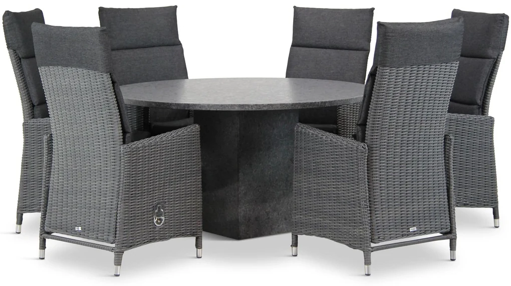 Tuinset Ronde Tuintafel 6 personen 140 cm Wicker Zwart Garden ...