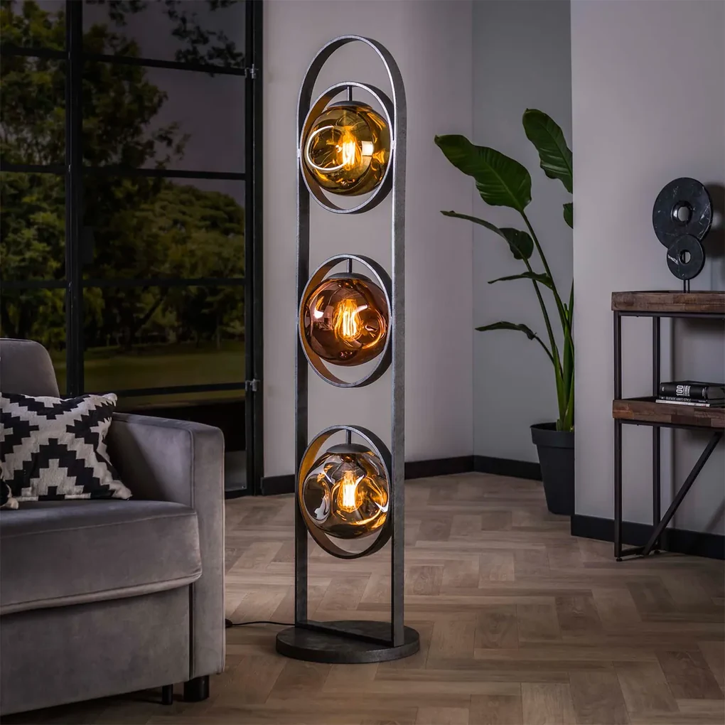 Vloerlamp Met 3 Glazen Bollen | BIANO