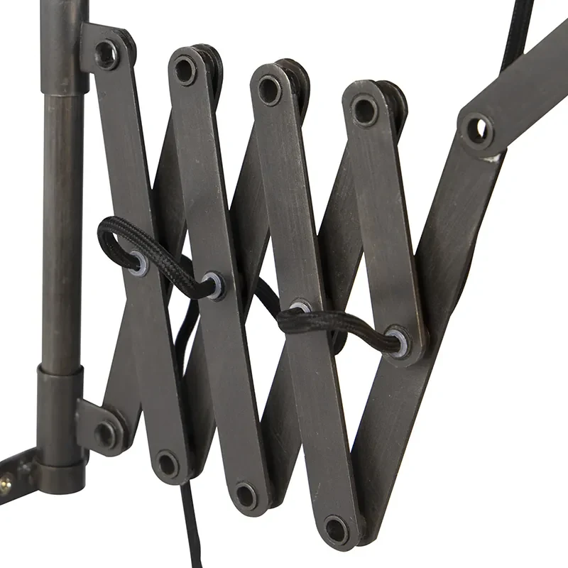 Industriële wandlamp zwart verstelbaar - Scissors Cage Industriele ...