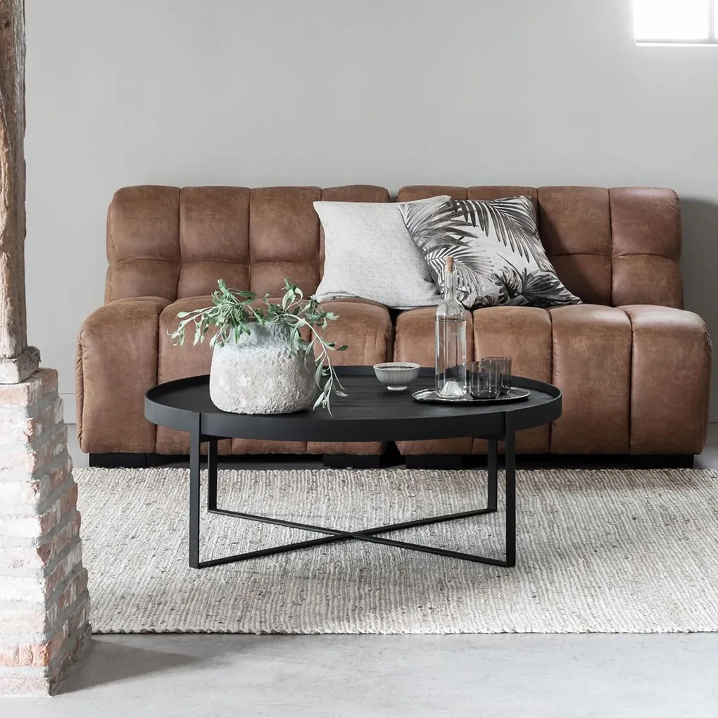 DTP Home Highlight Pluto Teak Salontafel Rond 100 Cm Zwart - 100 X 100cm. | BIANO