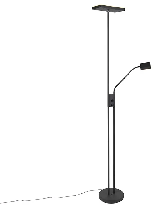 Moderne vloerlamp zwart incl. LED en dimmer met leeslamp - Jazzy Modern ...