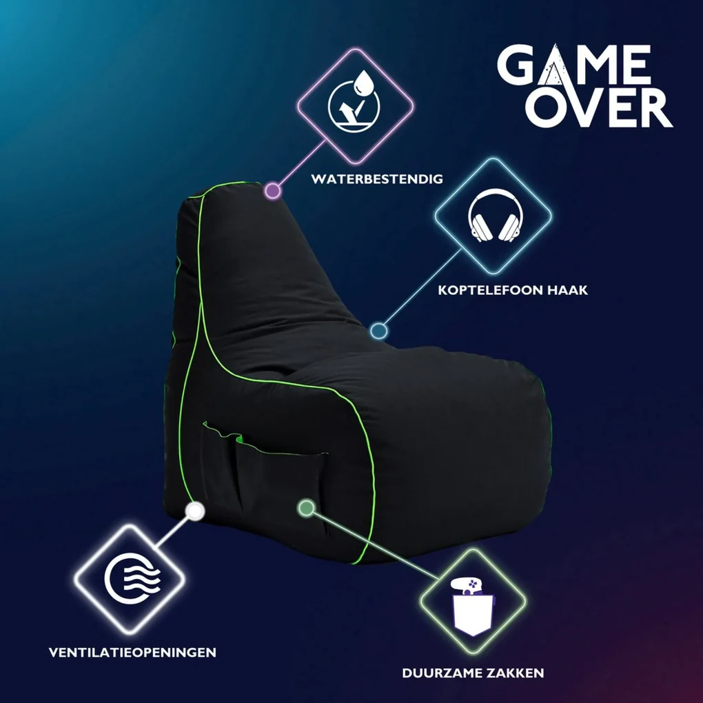 Game Over 8Bit Kinder Mini Gaming Zitzak - Magical Emerald | BIANO