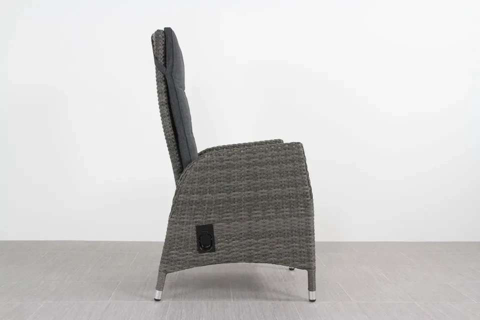 Verstelbare wicker tuinstoel Manhattan - dubble grey | BIANO