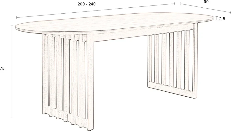 Dutchbone Barlet Oak Ovale Eettafel Uitschuifbaar Eiken | BIANO