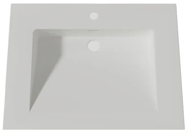 Lambini Designs Flora solid surface wastafel 60cm met kraangat wit mat ...