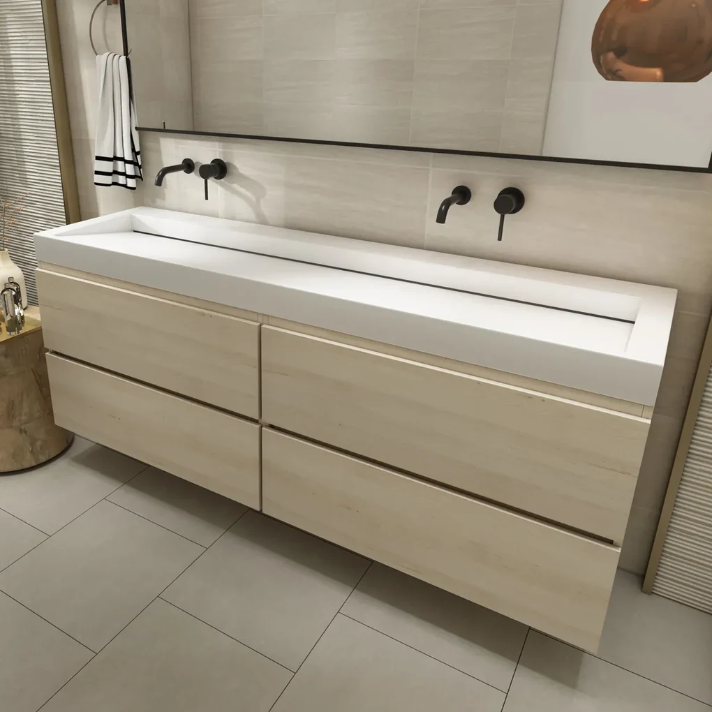 Fontana - Elena - - Badkamermeubel zonder spiegel - 1 Wasbak(ken) - - 160 cm - Beach Eiken - 4 ...