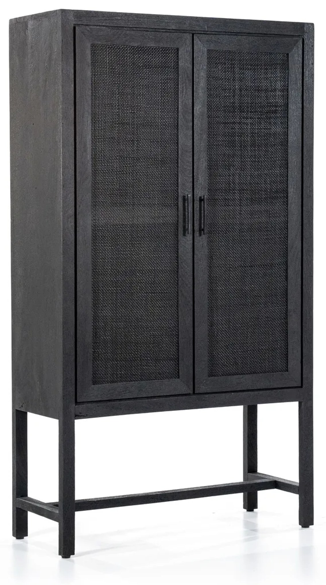 Eleonora Vic Zwarte Kast Met Rotan Webbing - 90x35x160cm. | BIANO